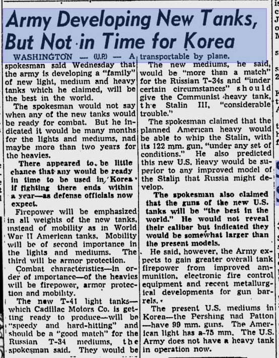 From the Vault: Newspaper articles on US Korean War tanks – Tank and ...